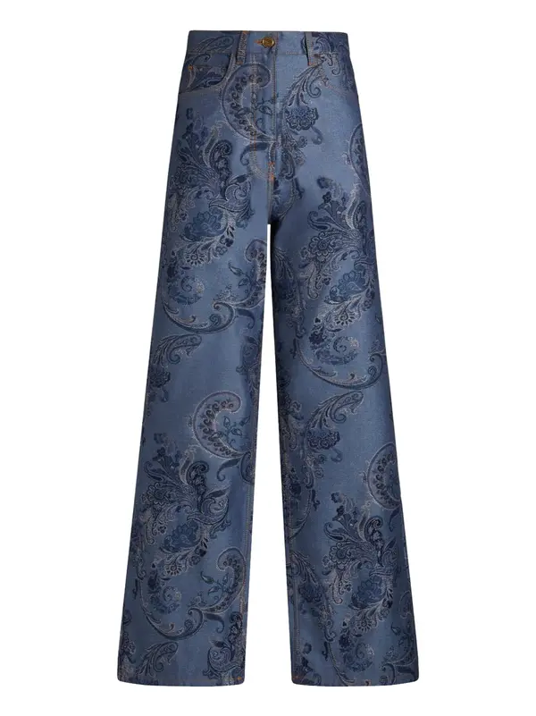 Etro Paisley-print Wide-leg Jeans - Blue