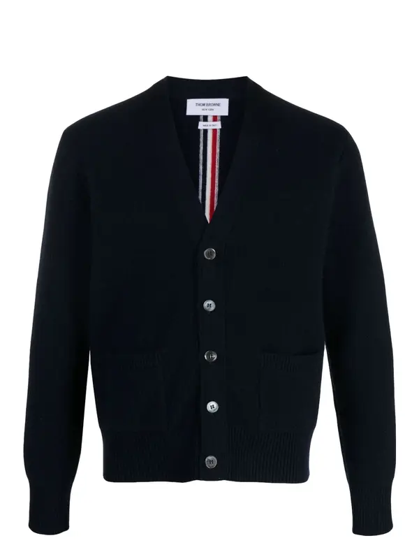 Thom Browne Brushed-effect Virgin Wool Cardigan - Blue