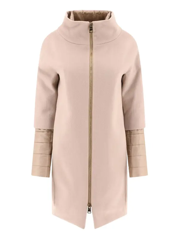 Herno Virgin Wool Zip-up Coat - Neutrals