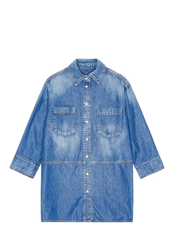 GANNI Logo-embellished Denim Shirt - Blue