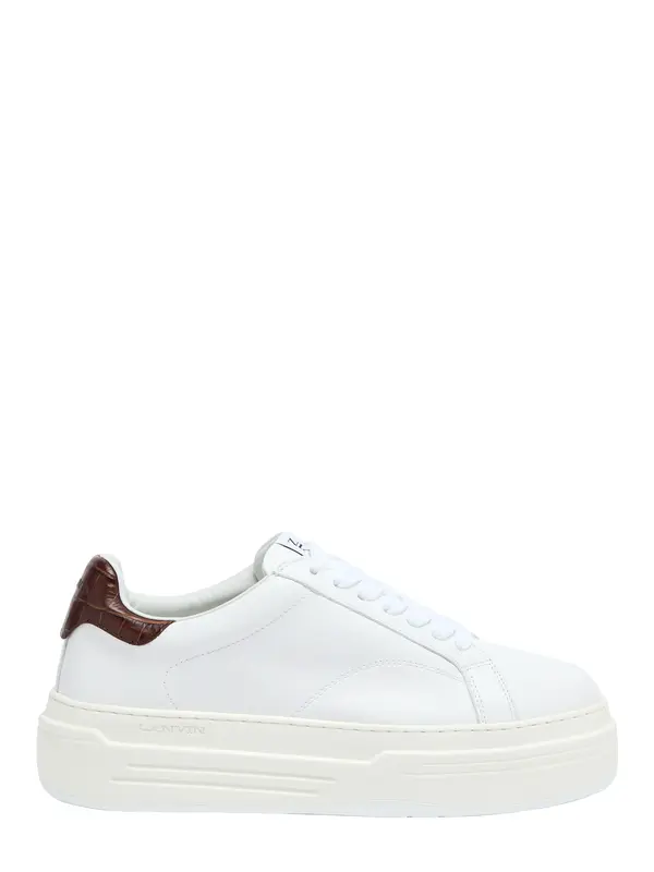 LANVIN Flatform Leather Sneakers - Brown