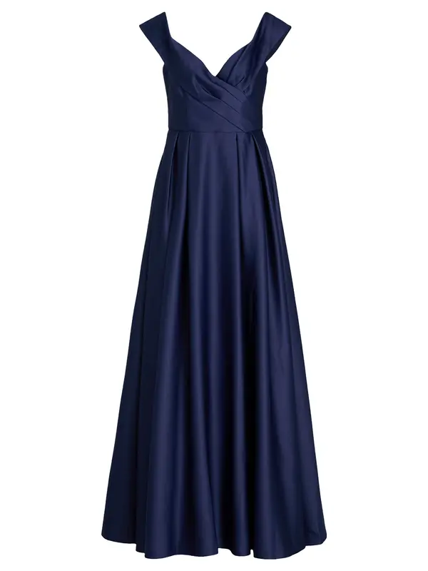 Marchesa Pleated Gown - Navy