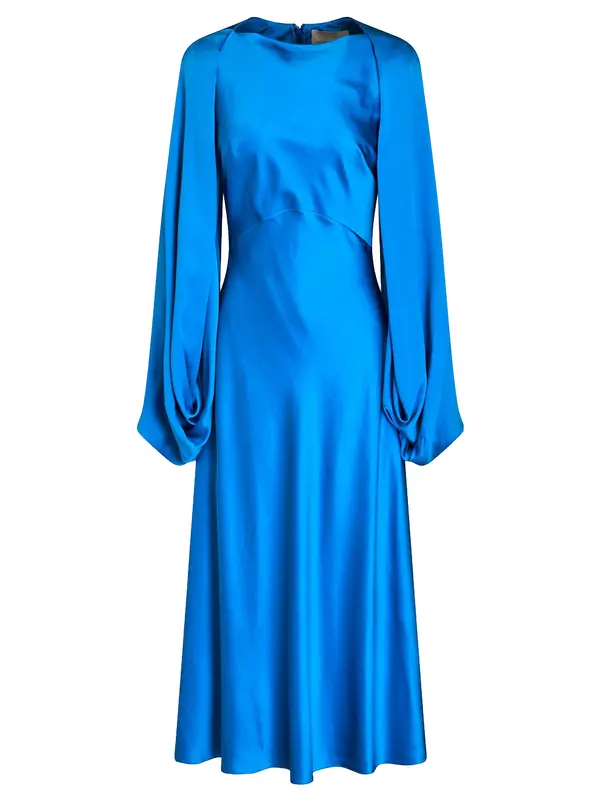 ROKSANDA Koda Cape-effect Silk-satin Midi Dress - Azure
