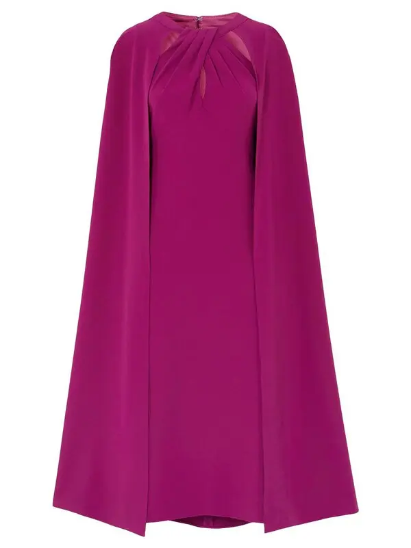Marchesa Cape-effect Twist-front Midi Dress - Magenta