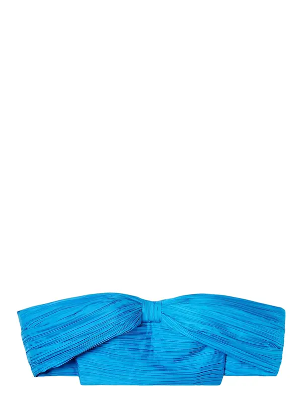 SEMSEM Off-the-shoulder Plissé Bustier Top - Azure