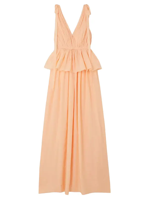 Adam Lippes Dendur Tie-detailed Pleated Gown - Peach