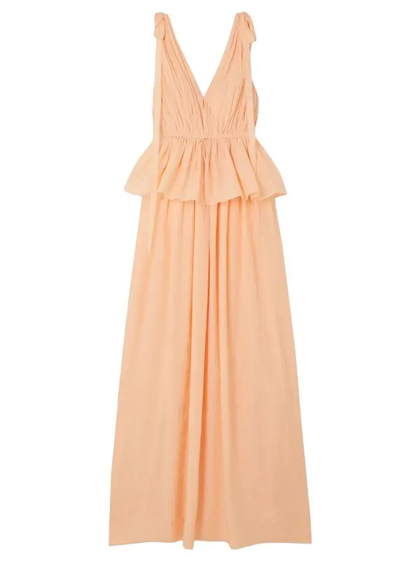 Adam Lippes Dendur Tie-detailed Pleated Gown - Peach
