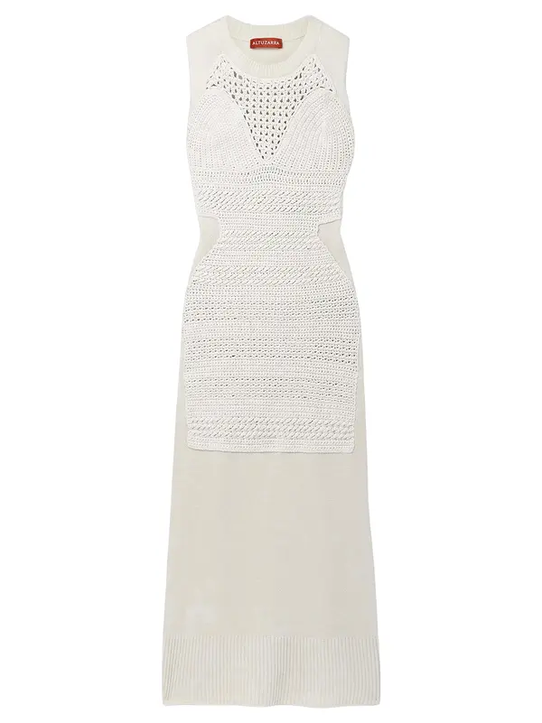 Altuzarra Arsenia Paneled Knit Midi Dress - Stone