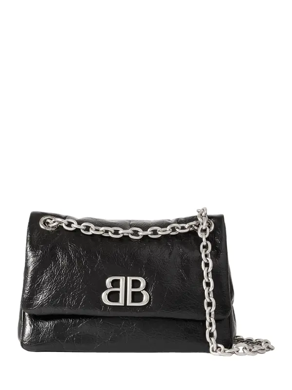 Balenciaga Monaco Mini Textured-leather Shoulder Bag - Black