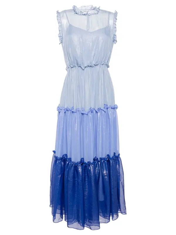 BARUNI Davina Tiered Midi Dress - Blue