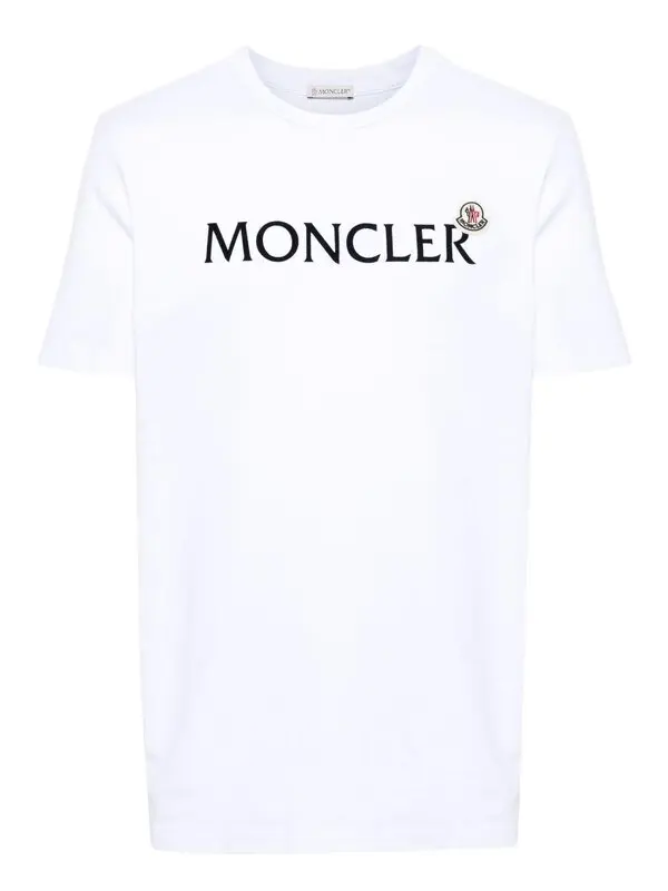 Moncler Flocked-logo Cotton T-shirt - White