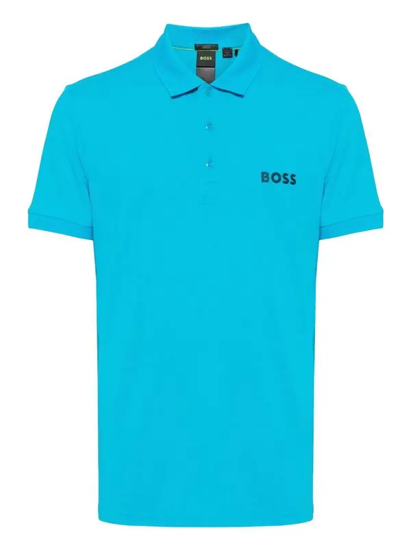 BOSS Logo-appliqué Short-sleeve Polo Shirt - Blue