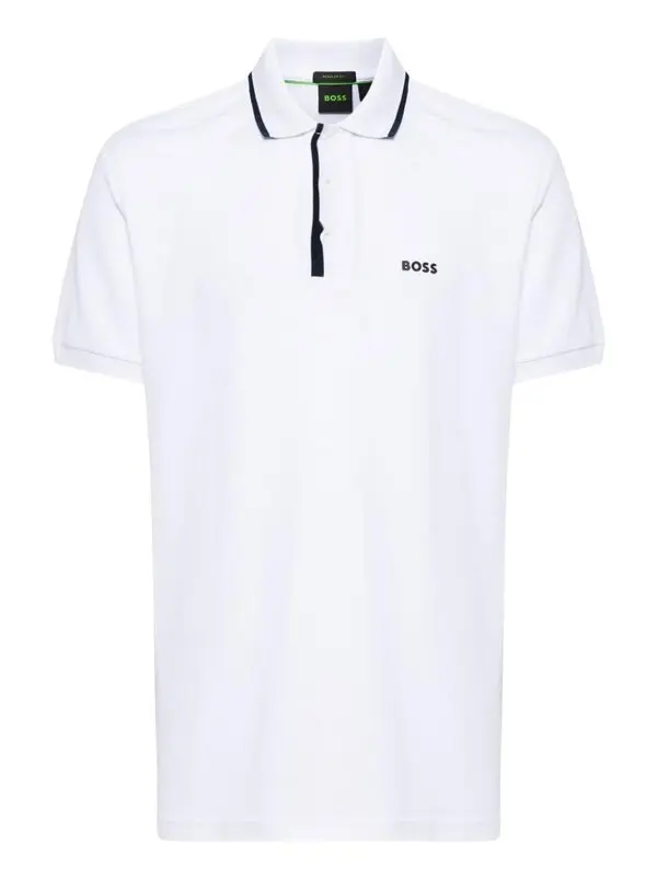 BOSS Logo-print Cotton Polo Shirt - White