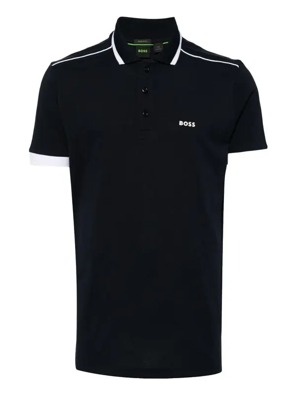 BOSS Logo-print Cotton Polo Shirt - Blue