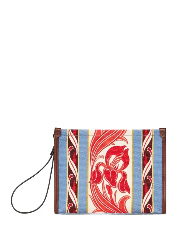 Etro Abstract-print Canvas Clutch - Blue