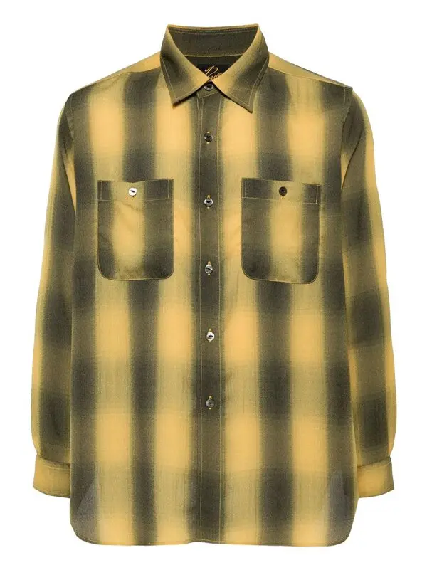Needles Plaid Check-print Long-sleeve Shirt - Yellow