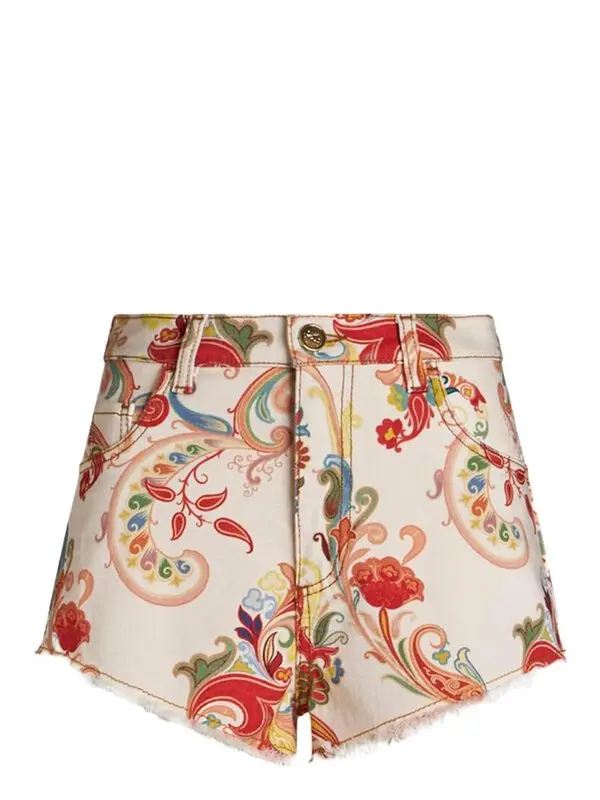 Etro Paisley-print Denim Shorts - White
