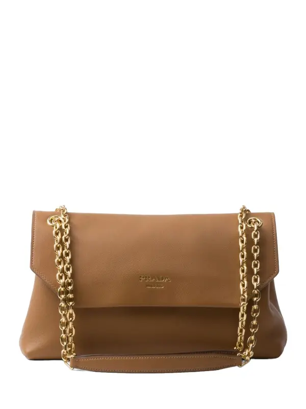 Prada Shoulder Bag With Chain-link Straps - Brown