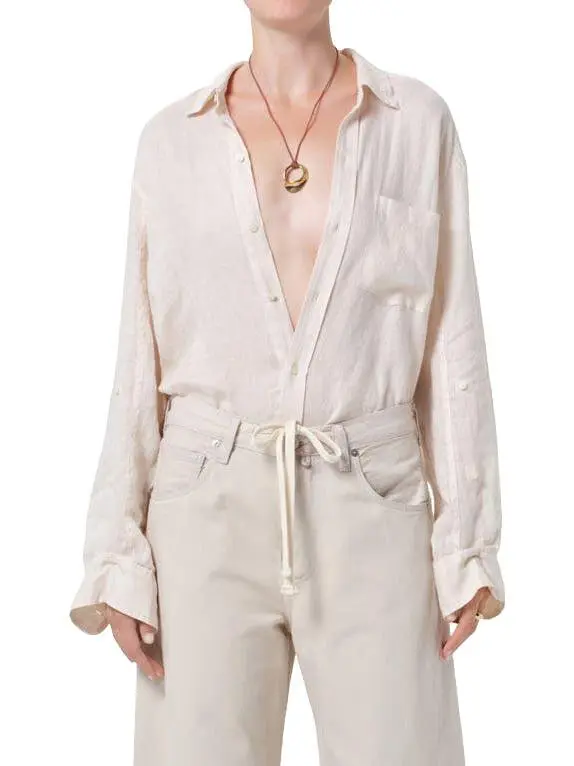 Citizens Of Humanity Kayla Linen Button-up Shirt - Pale Stone