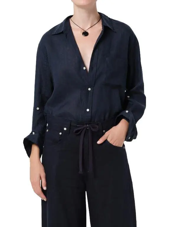 Citizens Of Humanity Kayla Linen Button-up Shirt - True Navy
