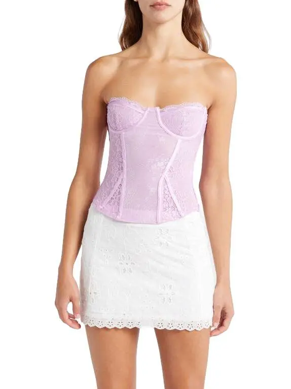 MISTRESS ROCKS Strapless Lace Corset Top - Orchid