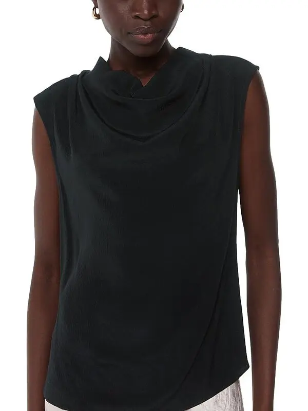 Whistles Crinkle Sleeveless Tank Top - Black