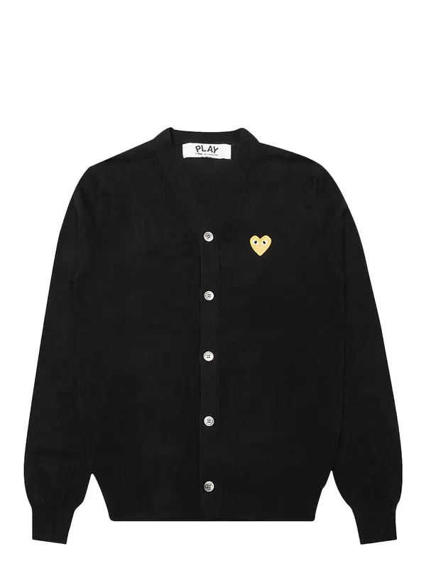 Play Comme Des Garcon Gold Heart Cardigan - Black
