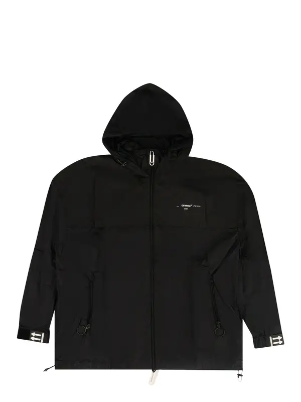 Off-White Logo Print Windbreaker Jacket - Black
