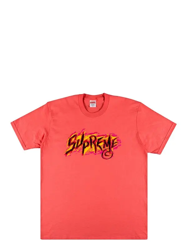 Supreme Scratch Tee 'bright Coral - Pink