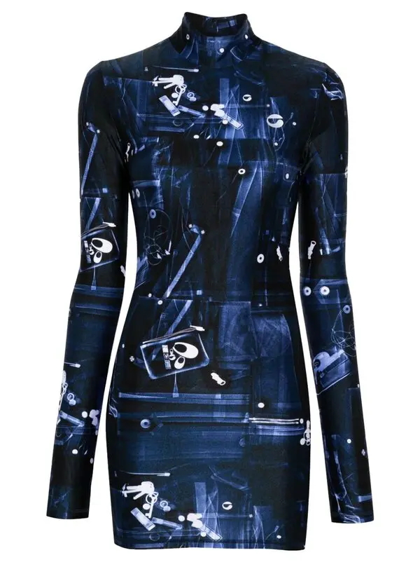 Coperni X-ray Print Mini Dress - Blue