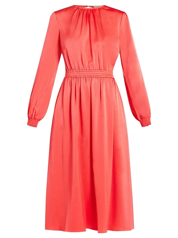 Michael Kors Open-back Satin Midi Dress - Pink
