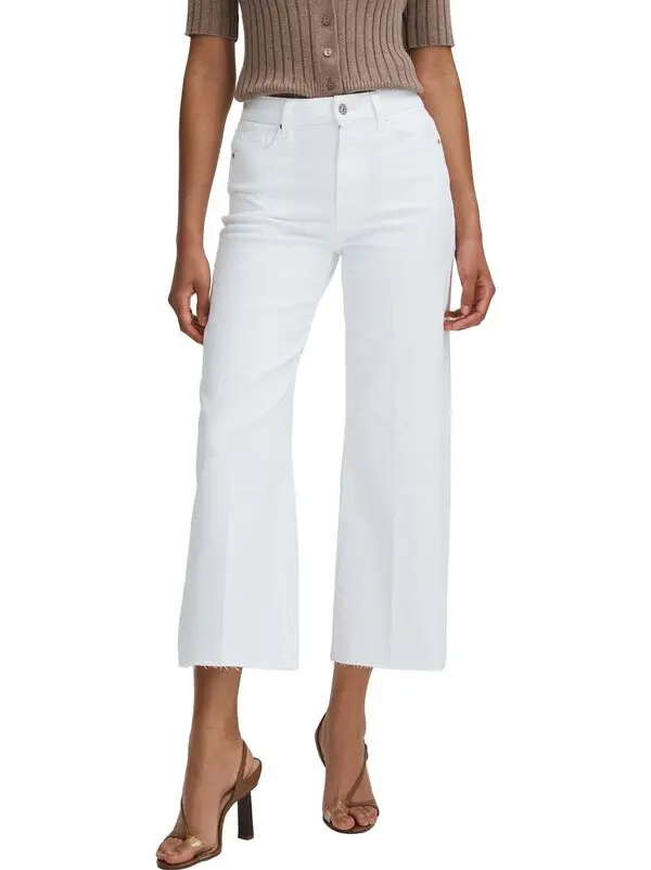 Paige Transcend Vintage Wide Leg Cropped Jeans - Crisp White
