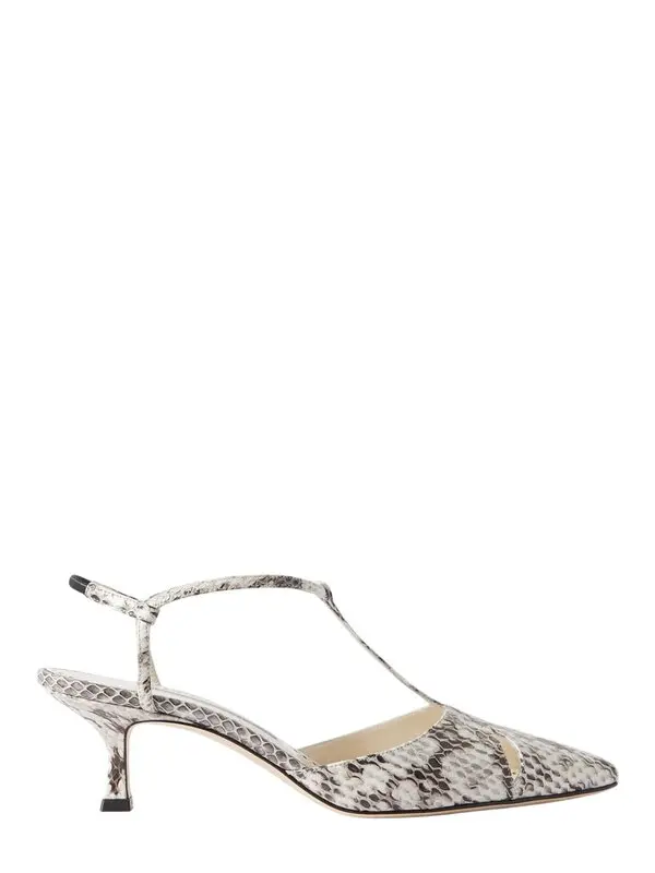 Manolo Blahnik Turgimod 50 Elaphe Slingback Pumps - Neutrals