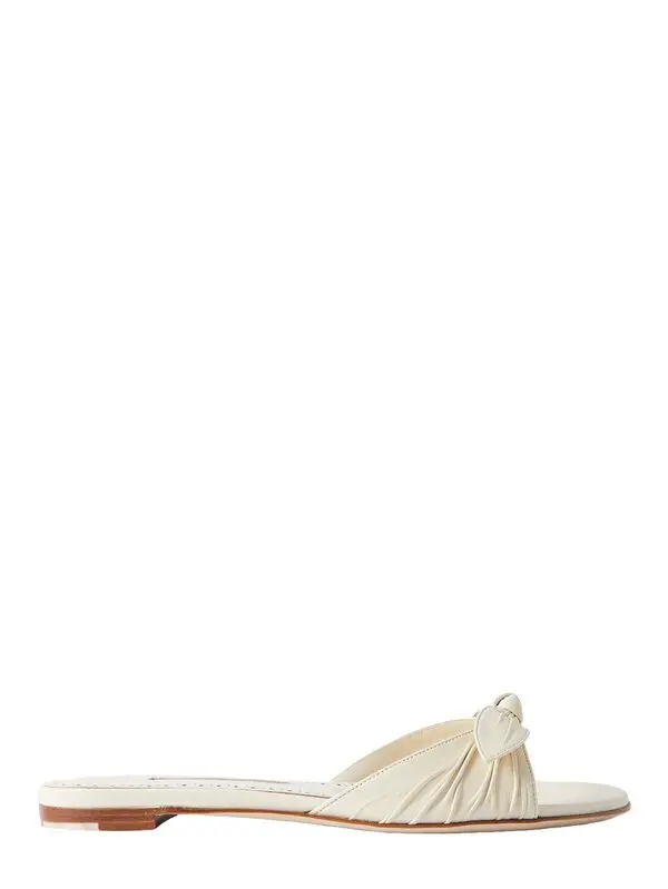 Manolo Blahnik Lolloflat Leather Sandals - Cream