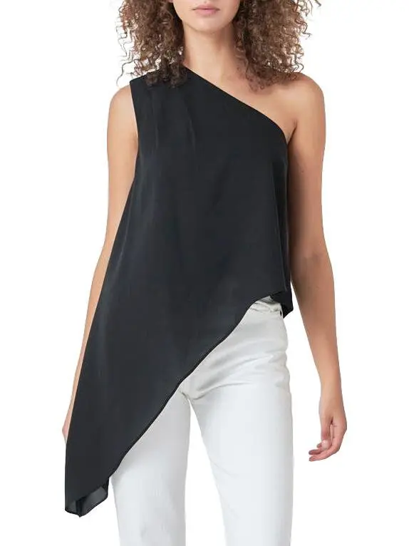 Endless Rose Asymmetric One-shoulder Top - Black