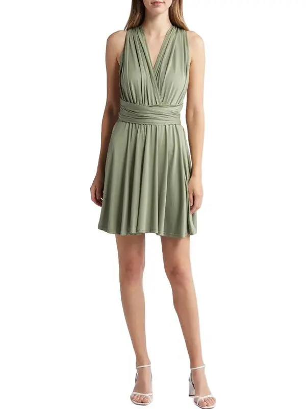 NIKKI LUND Belle Cross Back Mini Dress - Green