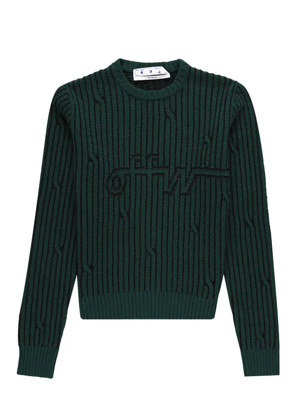 Off-White Cabled Sweater - Green