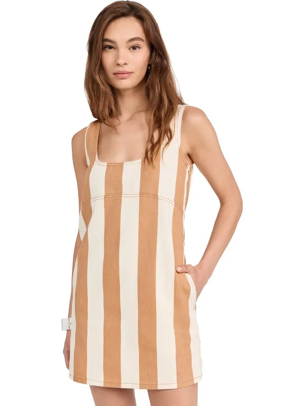 SIMONMILLER Sahara Striped Denim Mini Dress - Tan Stripe
