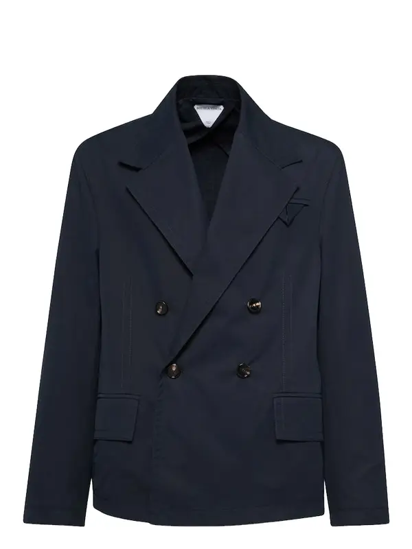 Bottega Veneta Double-breasted Cotton Twill Blazer - Blue