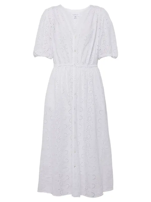 Velvet By Graham & Spencer Broderie Anglaise Cotton Midi Dress - White