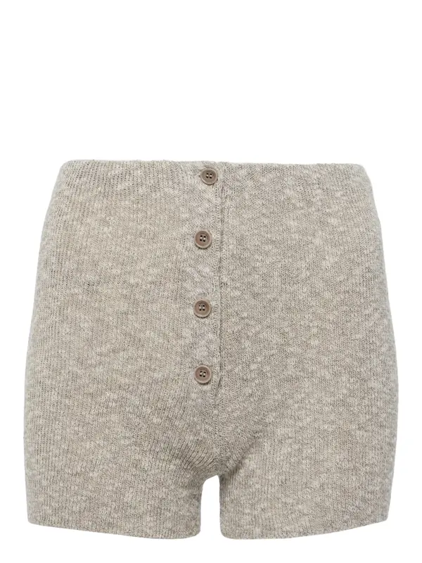 Magda Butrym Knitted Linen And Cotton Shorts - Grey