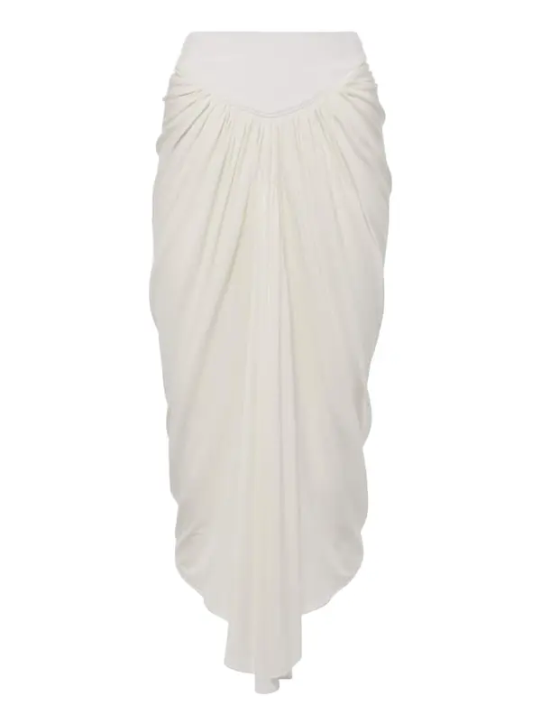 Alaïa Draped Asymmetric Midi Skirt - White