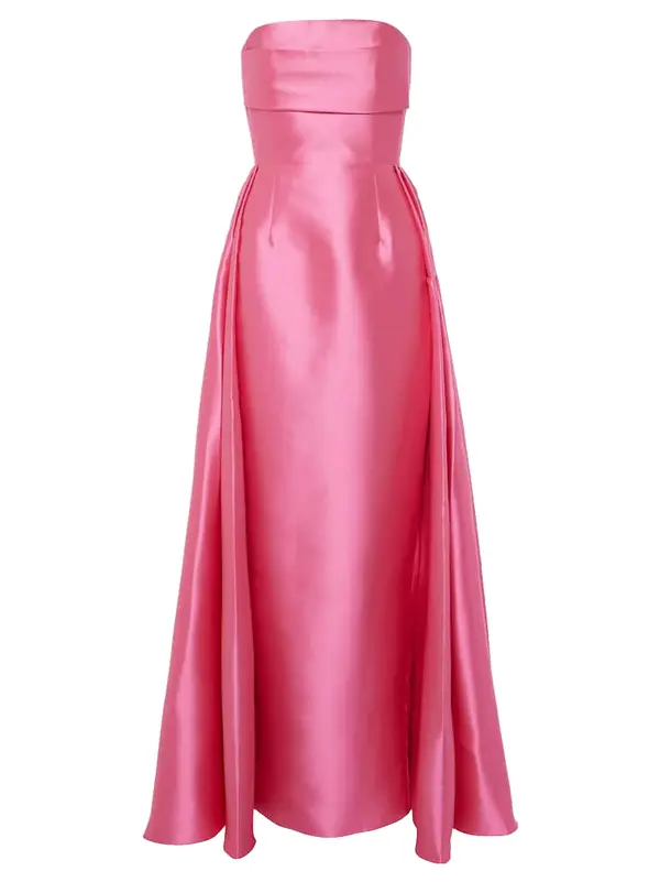 Solace London Strapless Satin Twill Gown - Pink