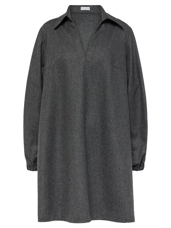 Brunello Cucinelli Balloon-sleeve Minidress - Grey