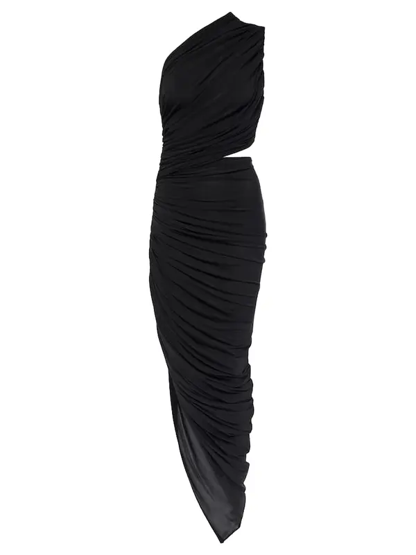 Alaïa Cutout Ruched Midi Dress - Black