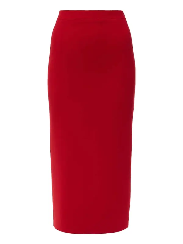 Alessandra Rich Wool Midi Skirt - Red