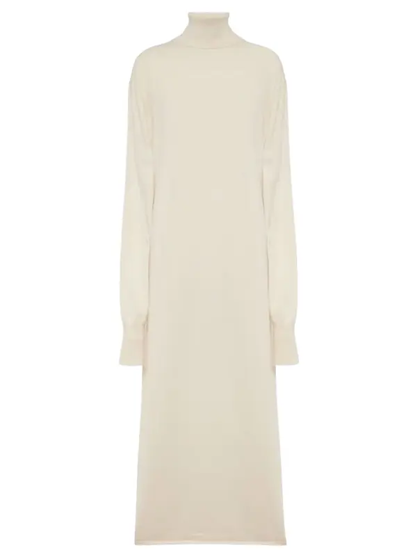 JIL SANDER Knitted Cashmere Midi Dress - White