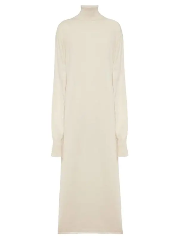 JIL SANDER Knitted Cashmere Midi Dress - White