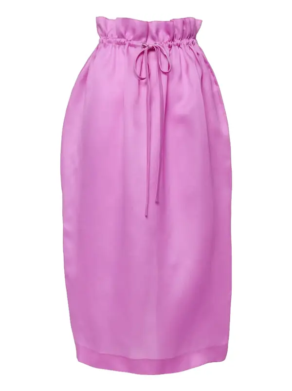 Khaite Ember Silk Gazar Midi Skirt - Pink