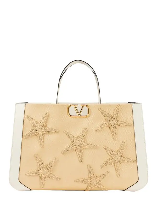 Valentino Garavani Vlogo Starfish Large Tote Bag - White